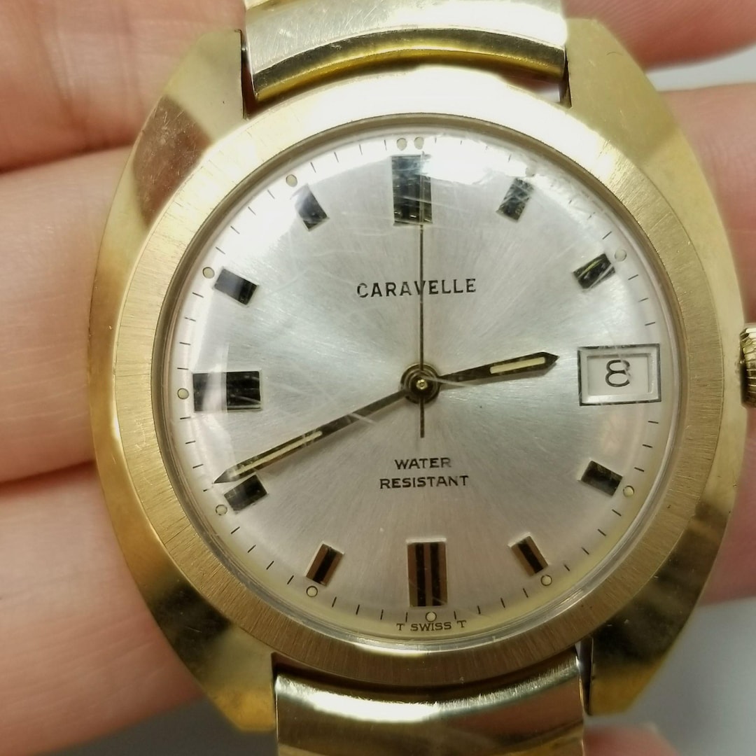 Vintage Caravelle Mens Manual Wind Gold Filled Band Swiss Made Wrist ...