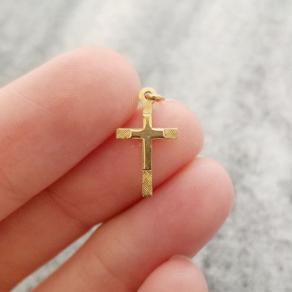 Vintage Tiny 10k Cross Pendant, Yellow Gold, 5/8 inch… - Gem