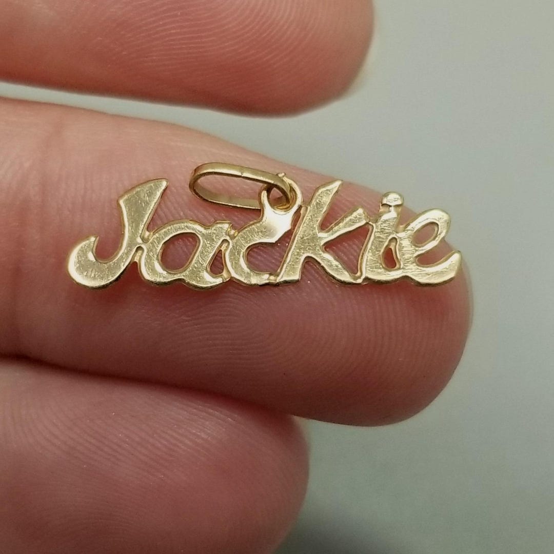 Vintage Jackie Name Pendant 14K Gold Letter Script Necklace ...