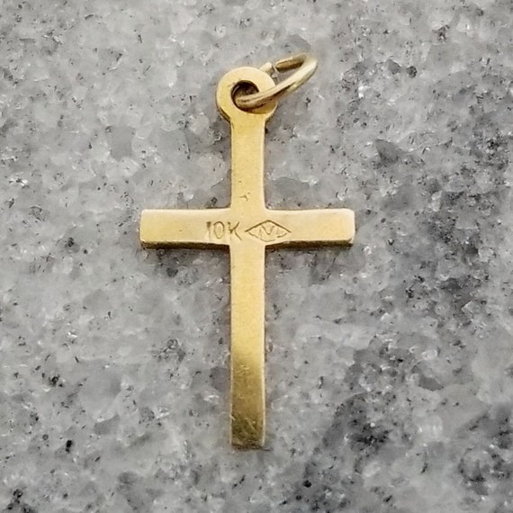 Vintage Tiny 10k Cross Pendant, Yellow Gold, 5/8 inch… - Gem