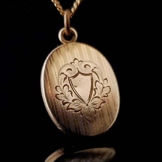 Vintage Shield Cartouche Center Gold Filled Oval Shap… - Gem