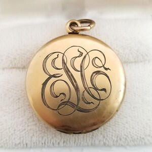 Vintage E.L.C Monogram Photo Locket, 1 Inch Across Gold Filled, Circle ...