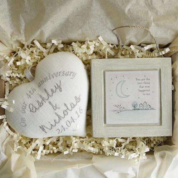 4th Wedding Anniversary Gifts Personalised 4th Anniversary Gift Linen Anniversary Present 4 Year Wedding Anniversary Gifts Etsy