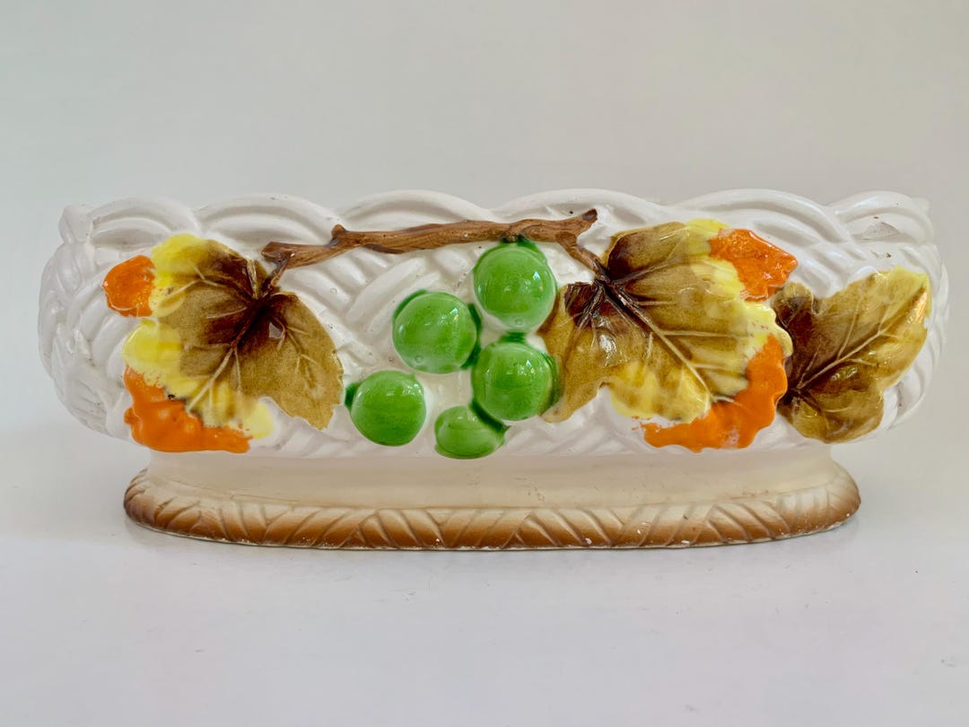 Vintage Relpo 6335 MCM Ceramic Leaves and Berry Planter Pot Candy Dish ...