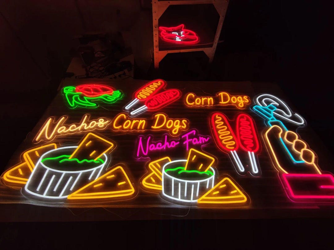 Nachos Neon Sign, Custom Food Sign, Mexican Nachos Light Sign, Cheese ...