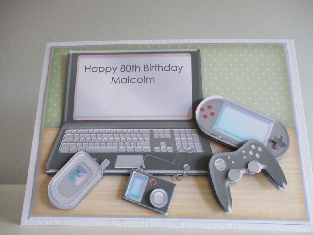Handmade 3D Computer Birthday Card, Mobile Phone,games,personalise - Etsy