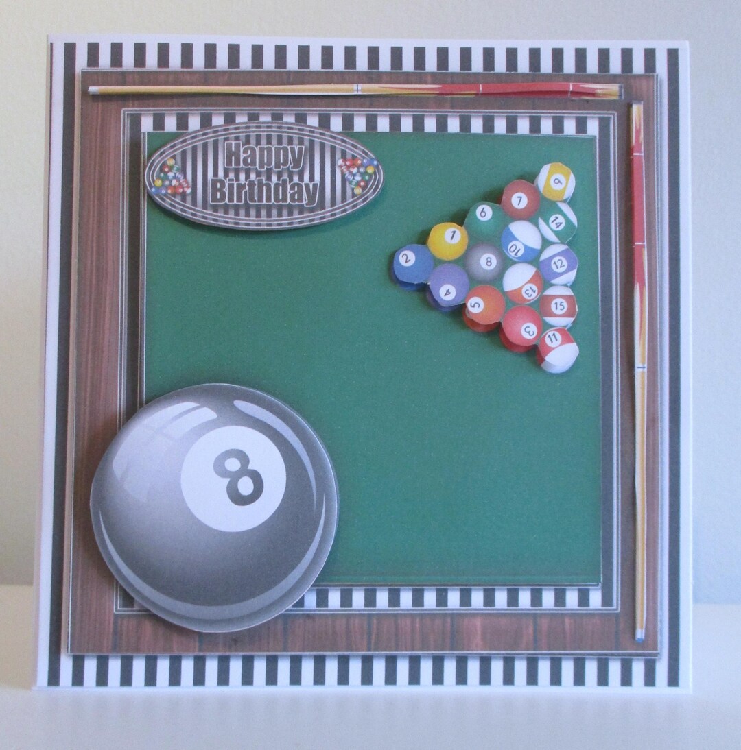 Snooker Birthday Card, Decoupage, 3D, Personalise - Etsy