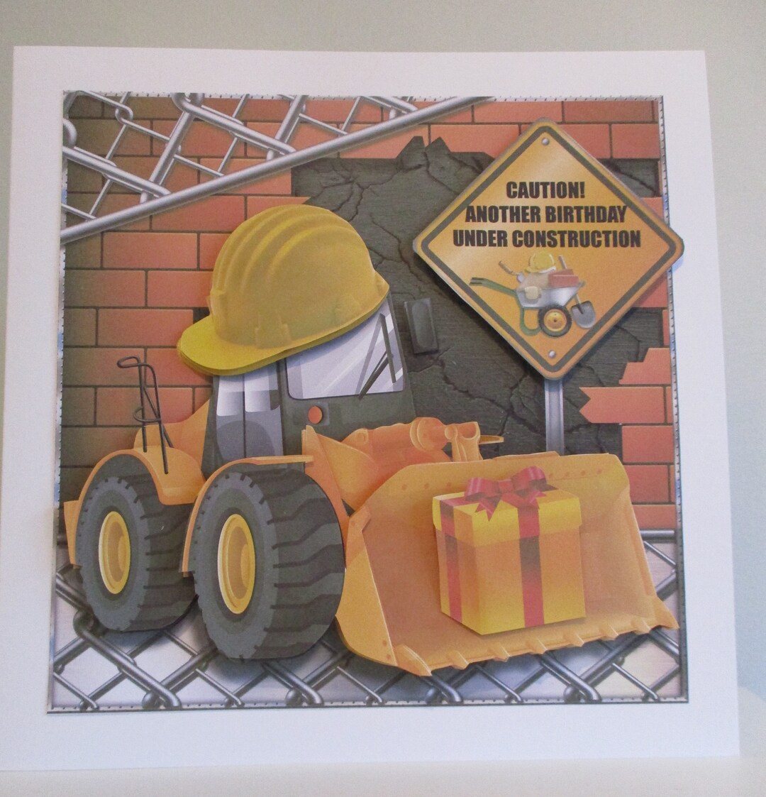 Decoupage,3d, Birthday Card,digger,bulldozer, Construction, Hard Hat - Etsy