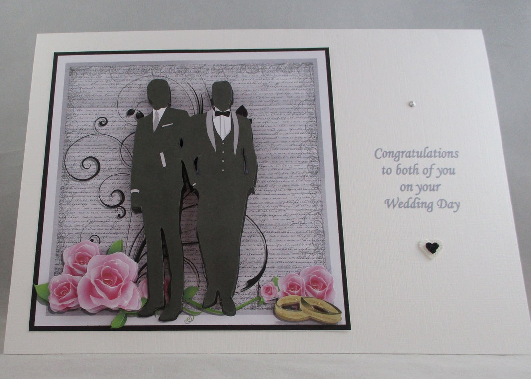 Handmade Decoupage, 3d Wedding Card for Same Sex , Male, Grooms, Mr and ...