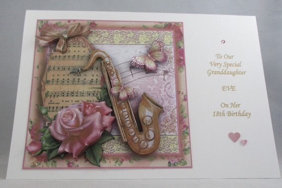 3D Decoupage Saxophone Birthday Card handmade personalise - Etsy