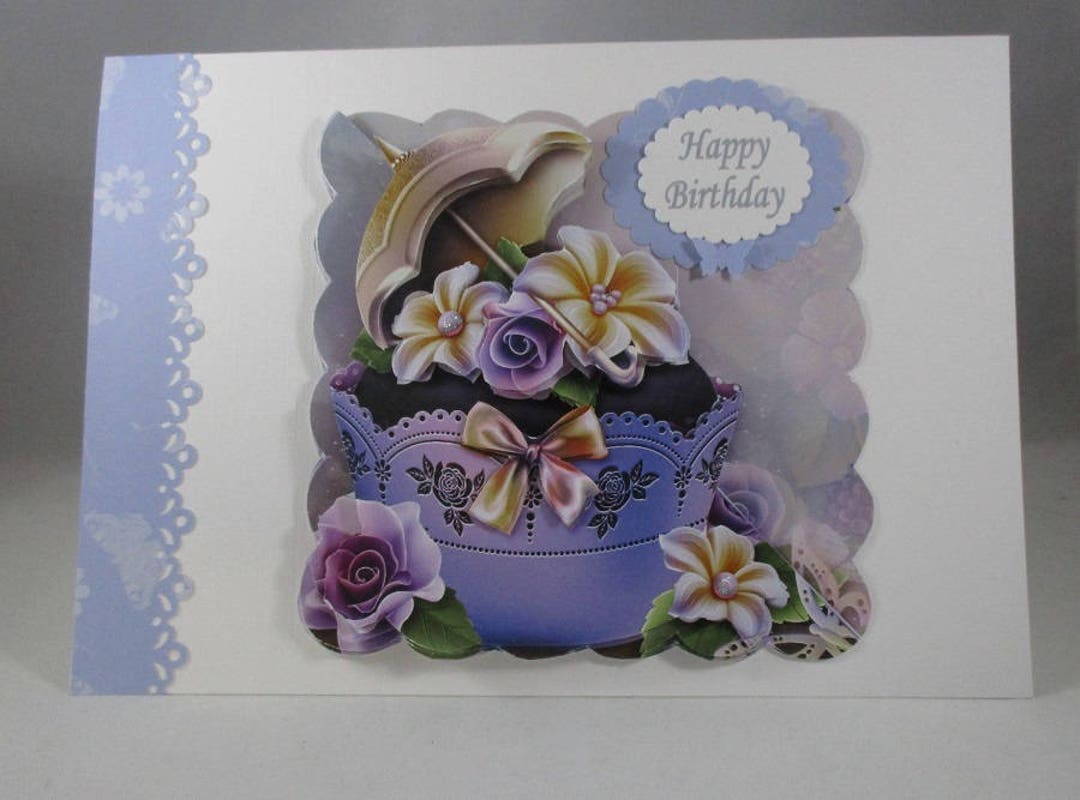 Handmade Decoupage,3d Flower Birthday Greetings Card, Personalise, Any ...