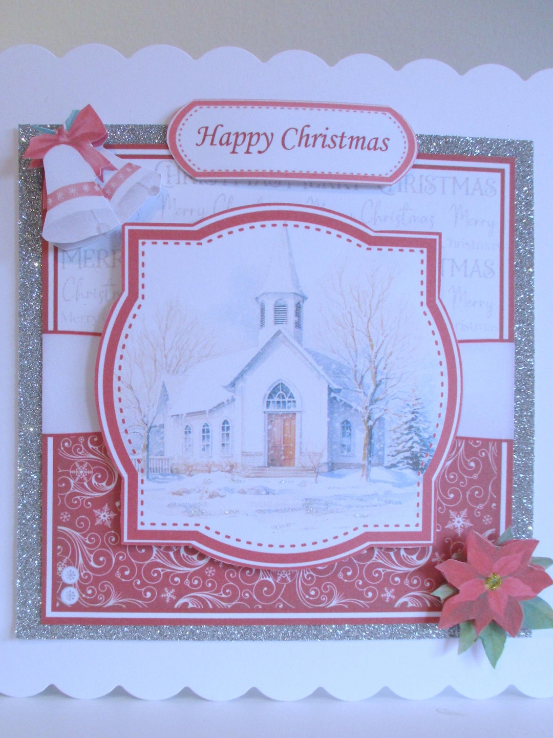 Religious Christmas Card, Church, Chapel, Snowy Scene, 3D, Decoupage ...