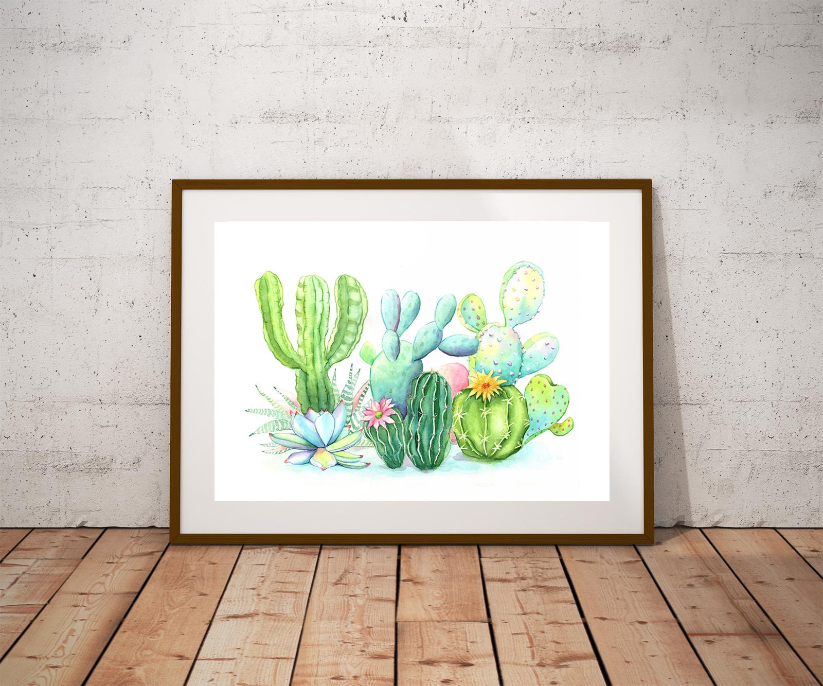 Cactus Print Cactus Wall Art Watercolor Cactus Print Art Print Green ...