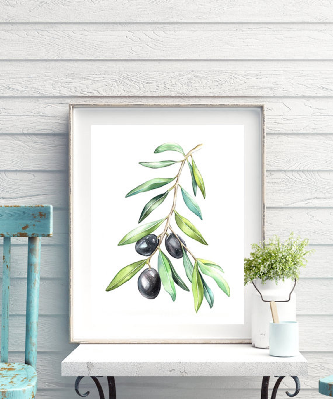 Olive Branch Print, Botanical Wall Art, Olive Print, Olive Watercolor ...