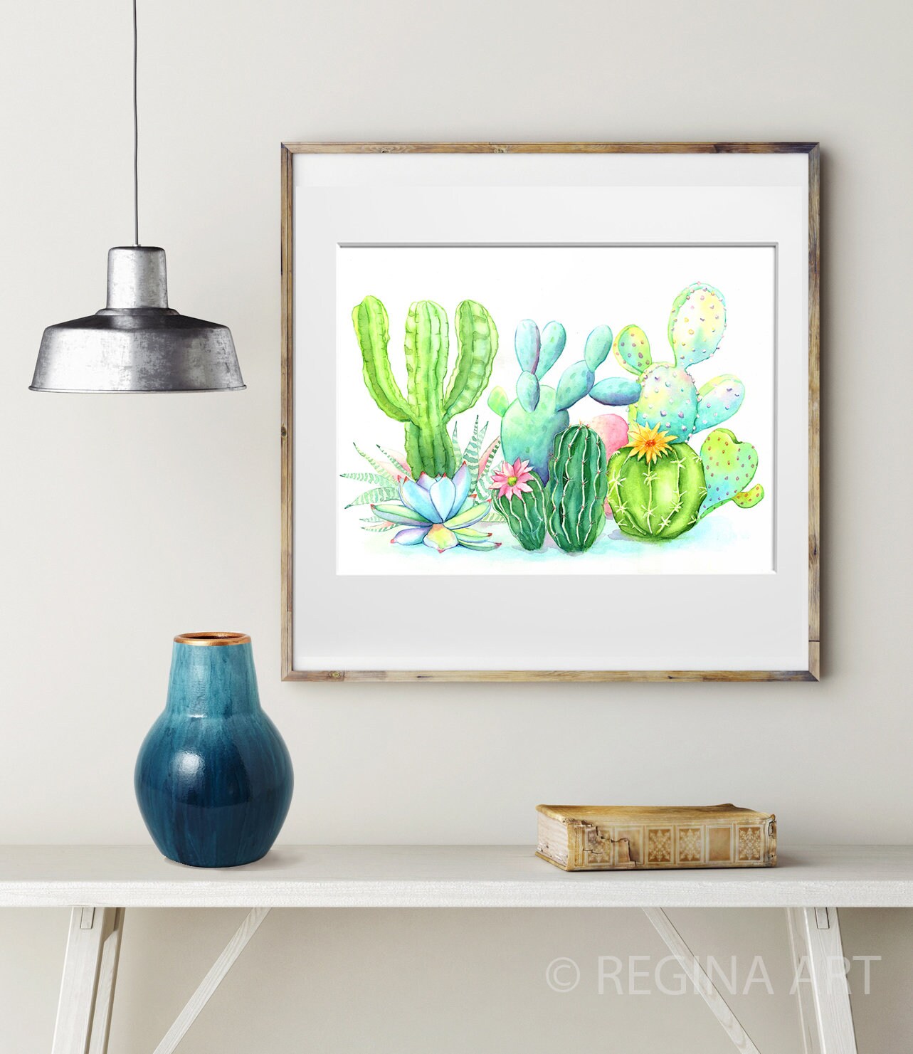Cactus Print Cactus Wall Art Watercolor Cactus Print Art Print Green ...