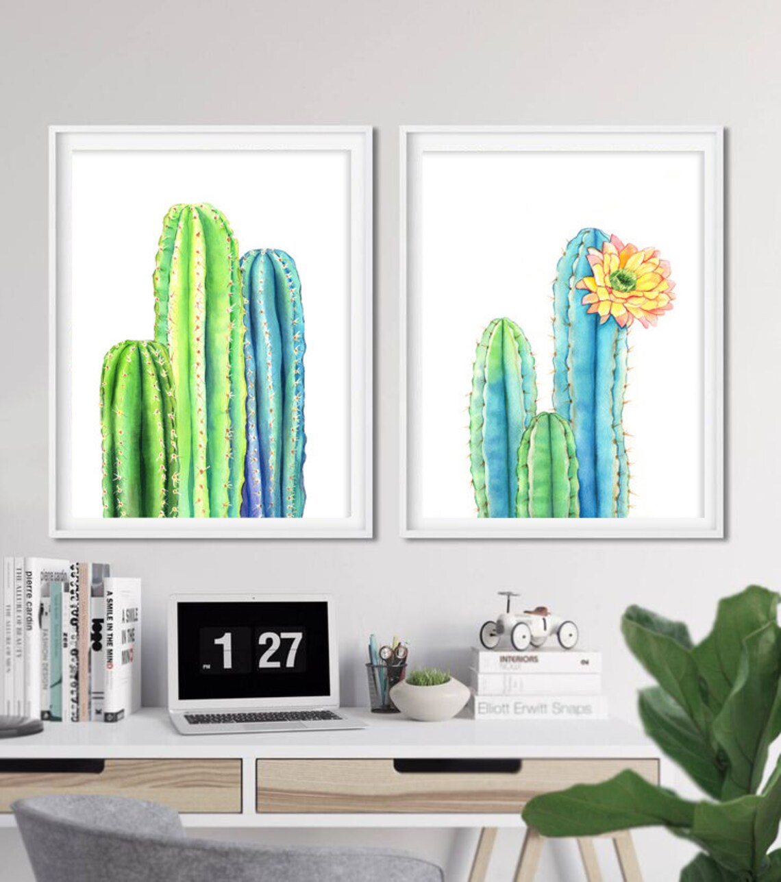 Cactus Wall Art Set of 2 Watercolor Cactus Print Set of 2 - Etsy Canada