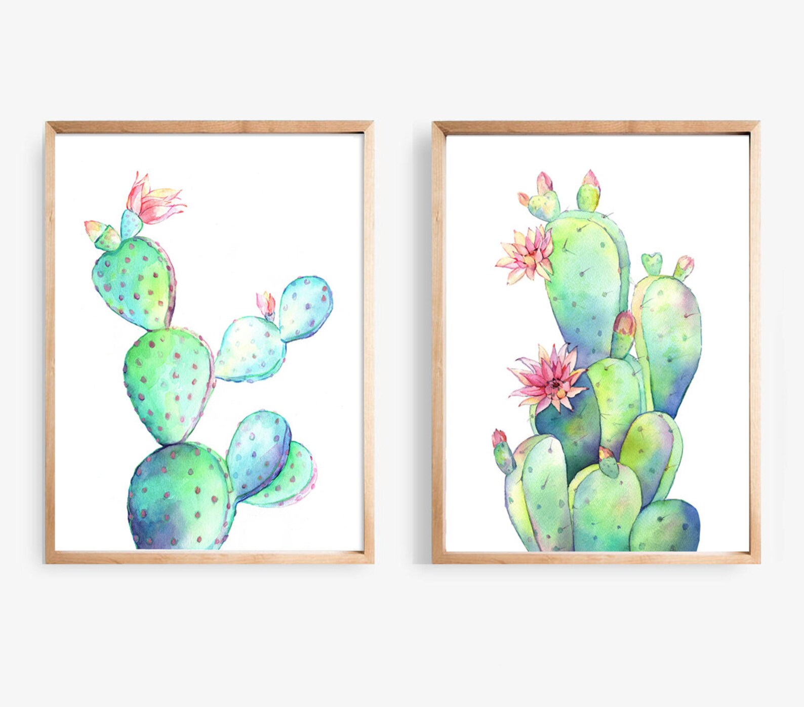 Set of 2 Cactus Print Cacti Wall Art Set of 2 Watercolor - Etsy Canada