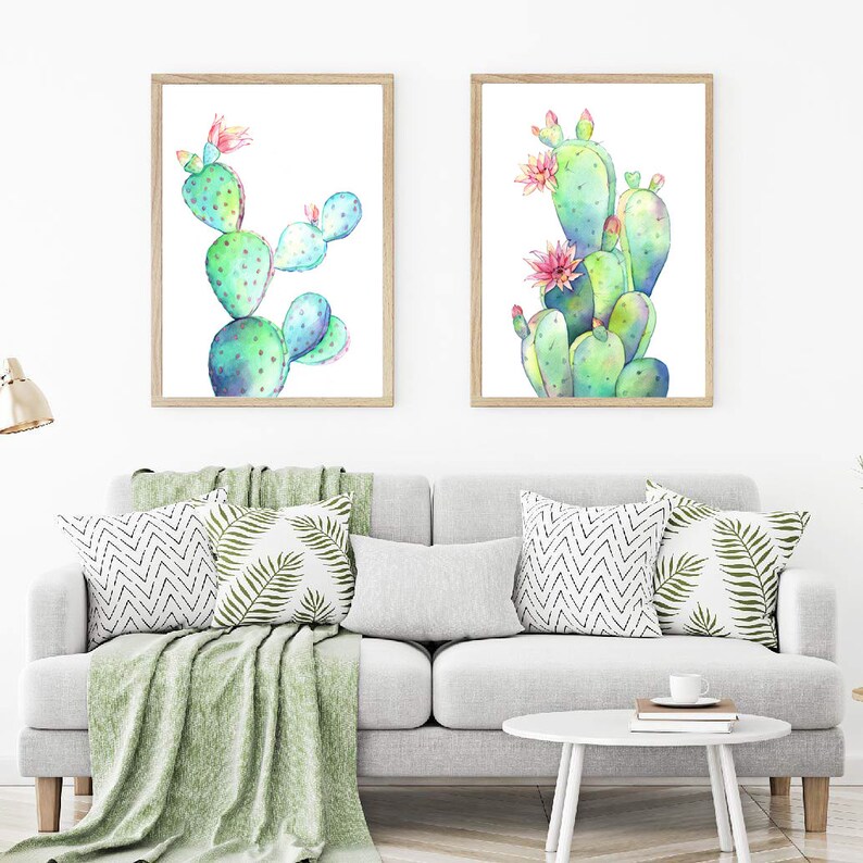Set of 2 Cactus Print Cacti Wall Art Set of 2 Watercolor - Etsy Canada