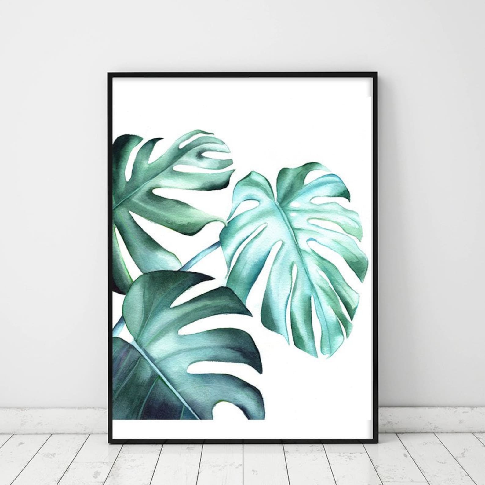 Monstera Print Watercolor Monstera Leaf Wall Art Botanical - Etsy