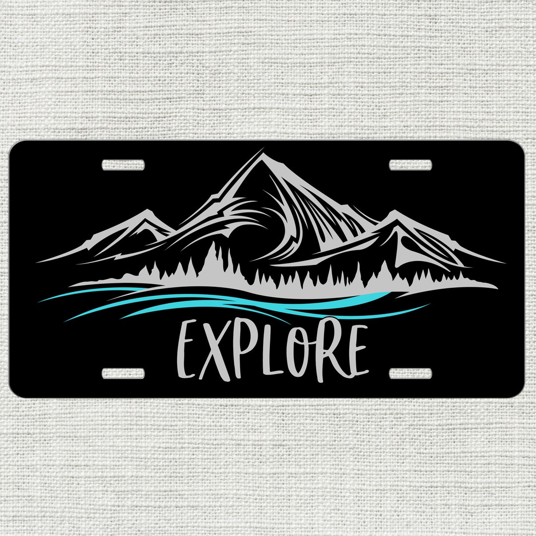 Explore Wander Wanderlust Mountains License Plate Car Tag Front License ...