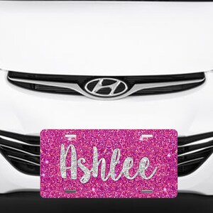 Pink Glitter Like Personalized Monogrammed License Plate Car Tag ...