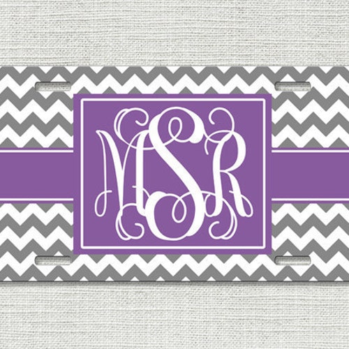 Personalized Car Tag Monogrammed License Plate Pink Chevron - Etsy