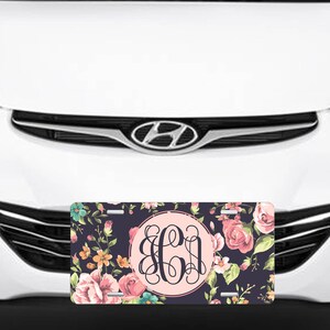 Monogrammed Car Tag Floral Roses Personalized Front License Plate 9348 ...