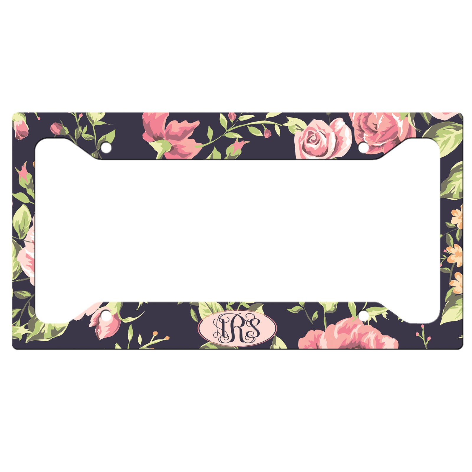 Monogrammed Car Tag Floral Roses Personalized Front License - Etsy