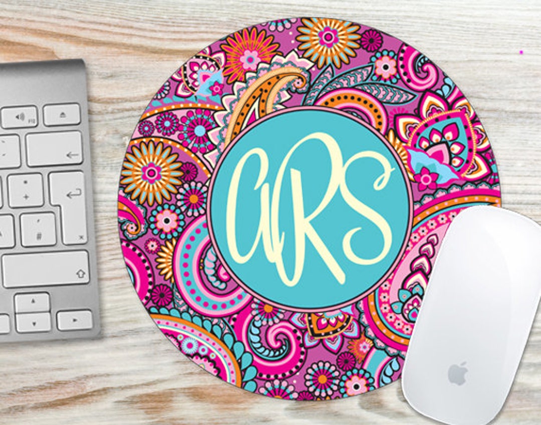 Personalized Mouse Pad Pretty Pink Paisley Monogrammed Mouse Pad Round ...