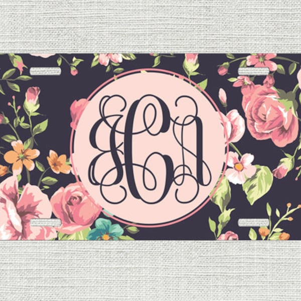 Floral License Plate - Etsy