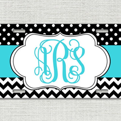 Personalized Car Tag Monogrammed License Plate Pink Chevron - Etsy