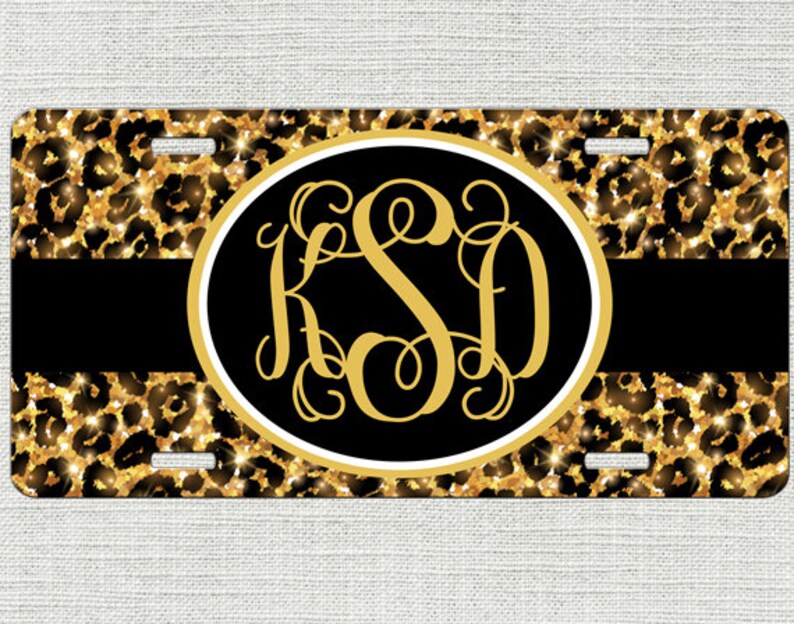 Glitter Cheetah Front License Plate Monogrammed License Plate | Etsy