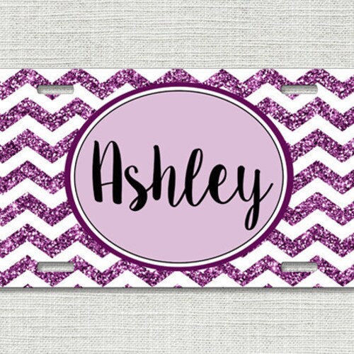 Personalized Car Tag Monogrammed License Plate Pink Chevron - Etsy