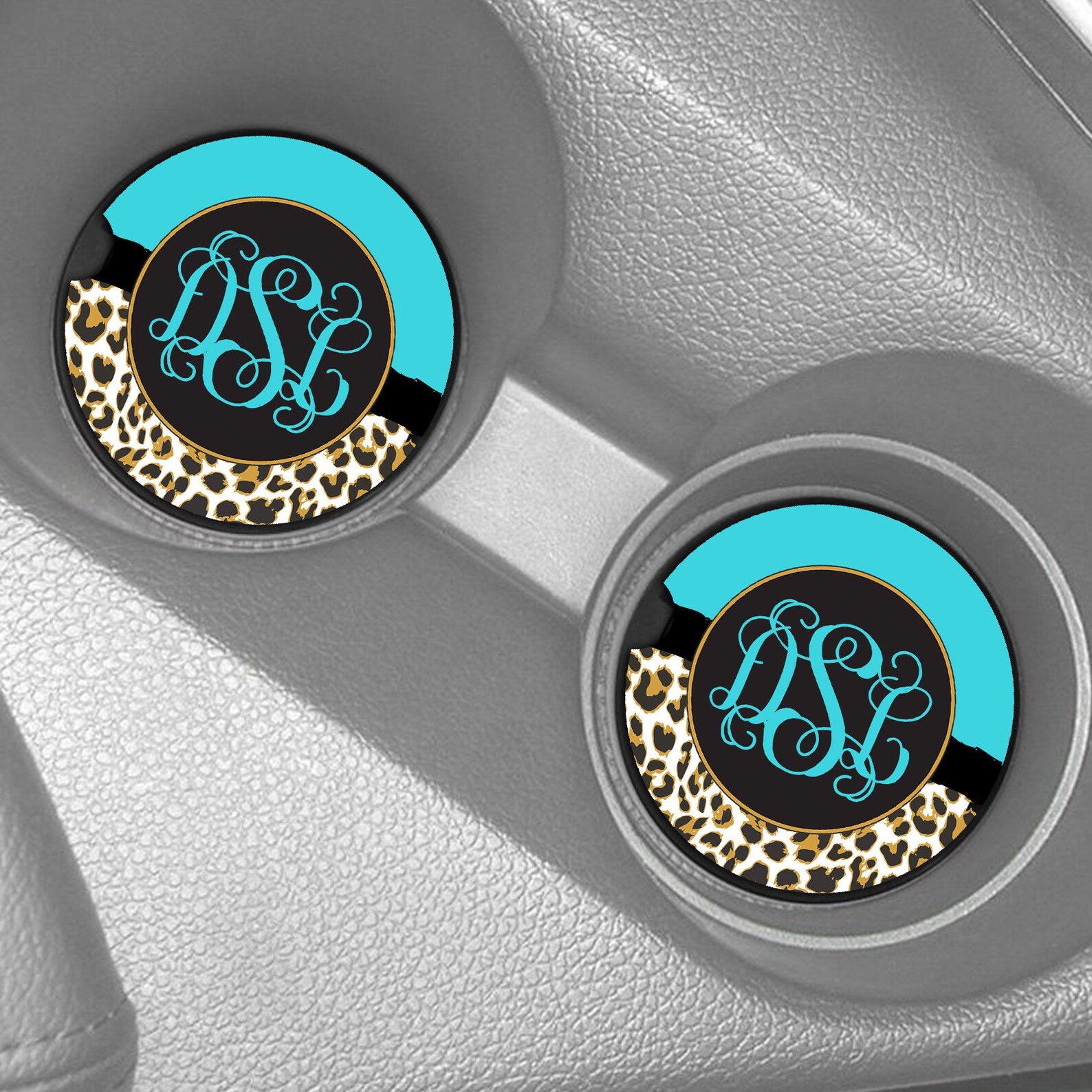Personalized Car Coasters Monogrammed Car Coasters Turquoise - Etsy