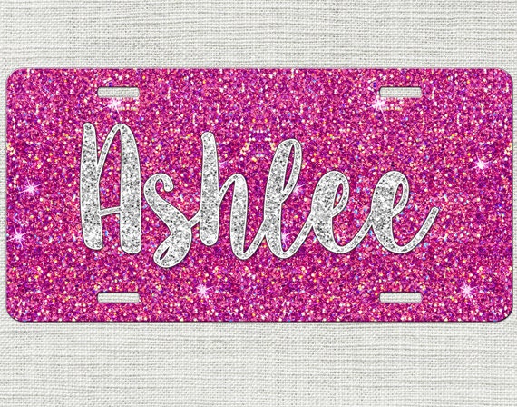 Pink Glitter Like Personalized Monogrammed License Plate Car - Etsy