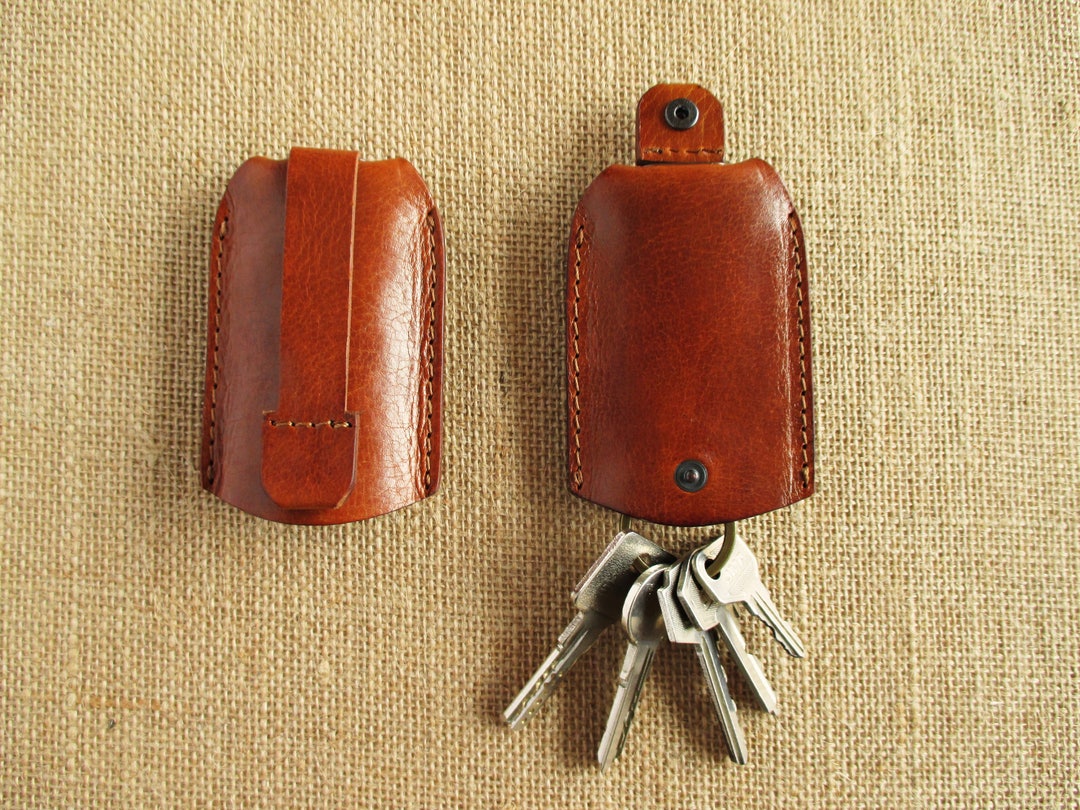 Leather Key Holder With Pull Strap, Keychain, Key Pouch, Handmade Key ...
