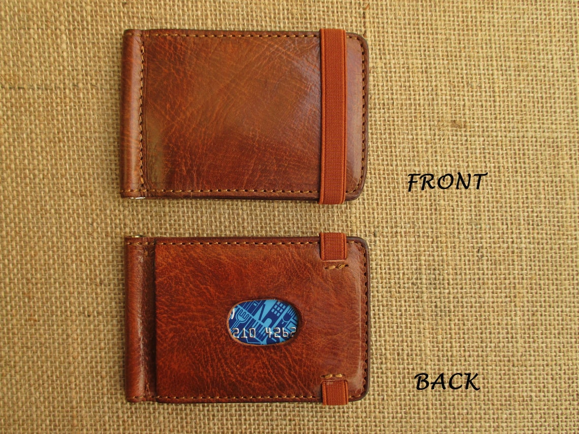 Leather Money Clip Wallet Handmade Minimalist Wallet Thin - Etsy