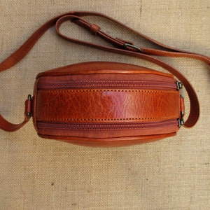 Round Leather Bag, Women Crossbody Bag, Double Zippered Circle Purse ...