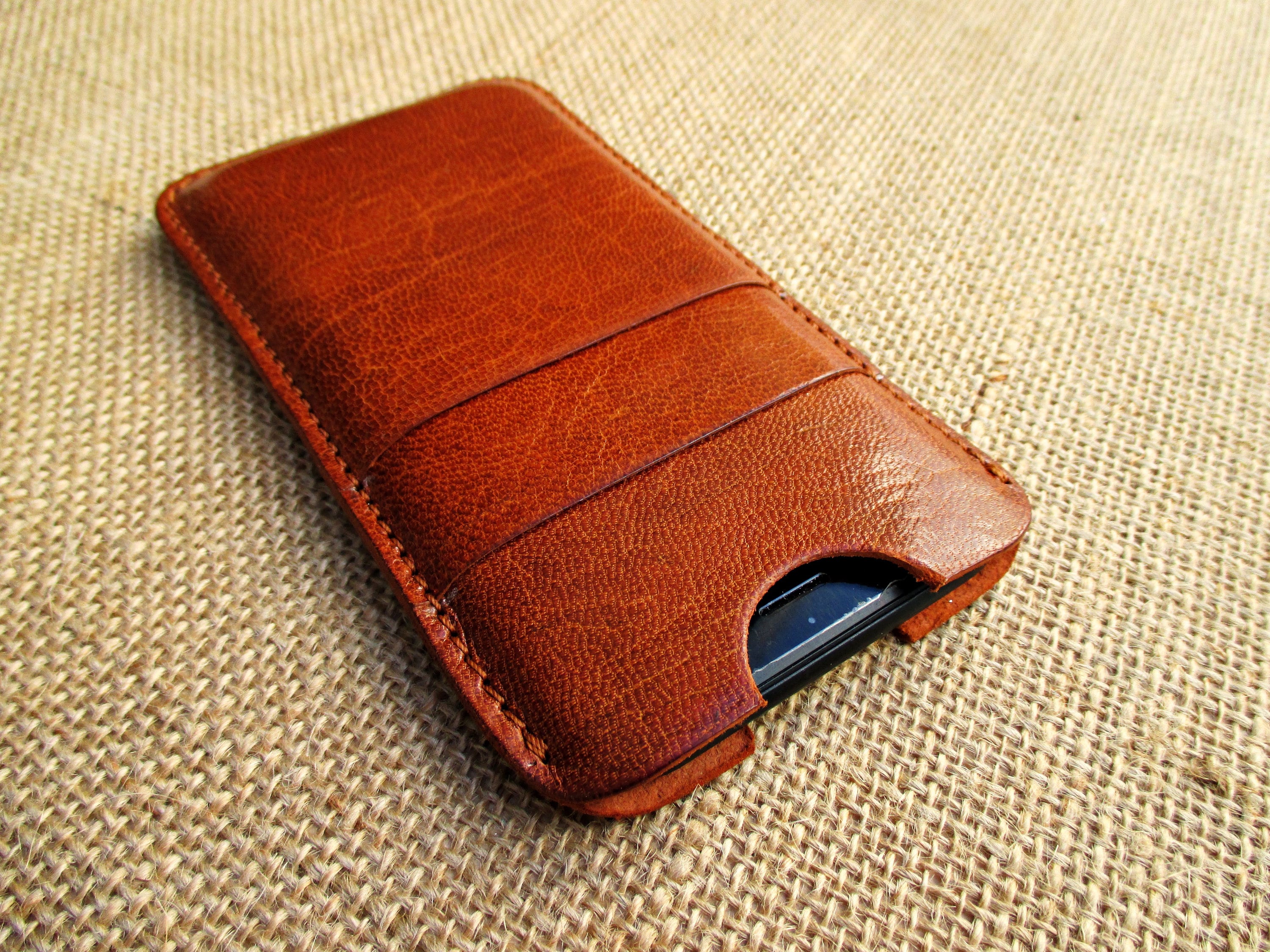 Leather iPhone case handmade sleeve cover | Etsy