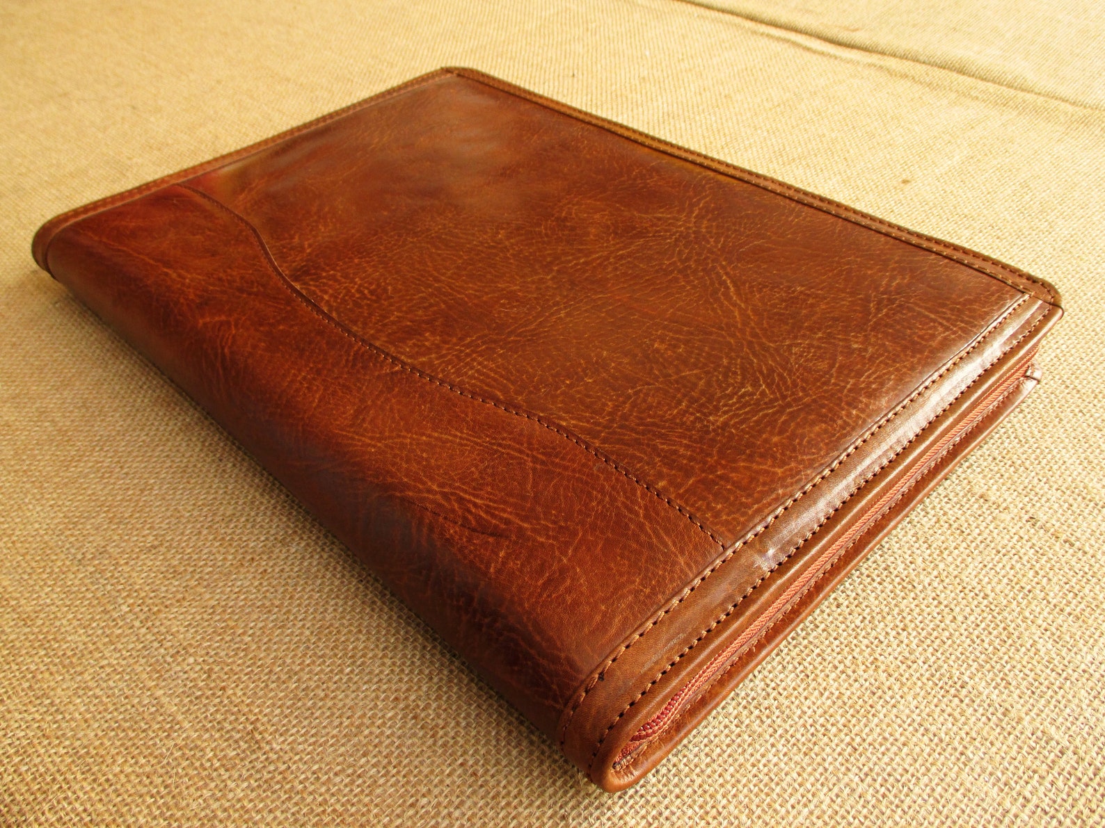 Leather Portfolio Handmade Zippered Compendium 13 Inch - Etsy