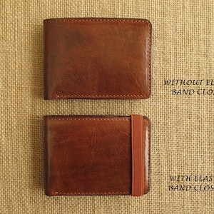 Leather Minimalist Wallet, Handmade Bi-fold Wallet, Thin Cardholder ...