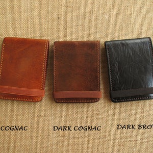 Leather Minimalist Wallet, Handmade Bi-fold Wallet, Thin Cardholder ...