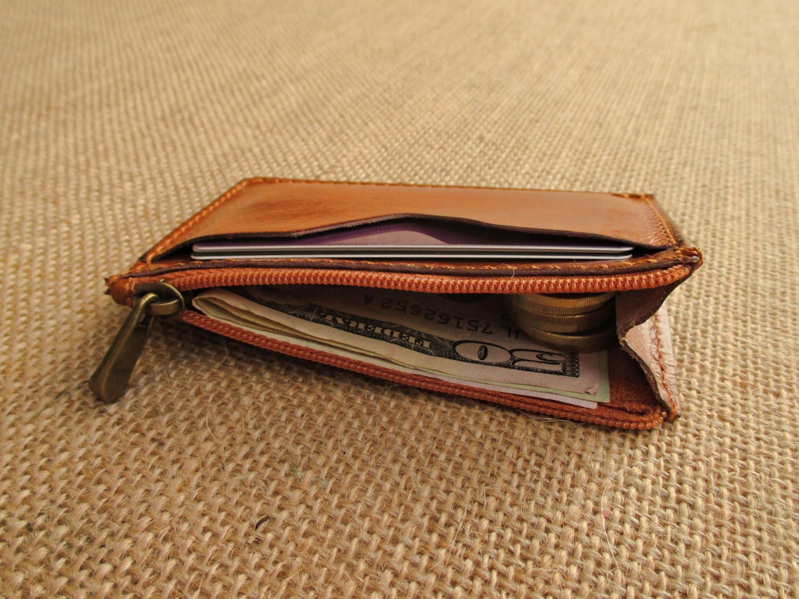 Leather Credit Card Holder and Coin Purse Minimalist Wallet - Etsy