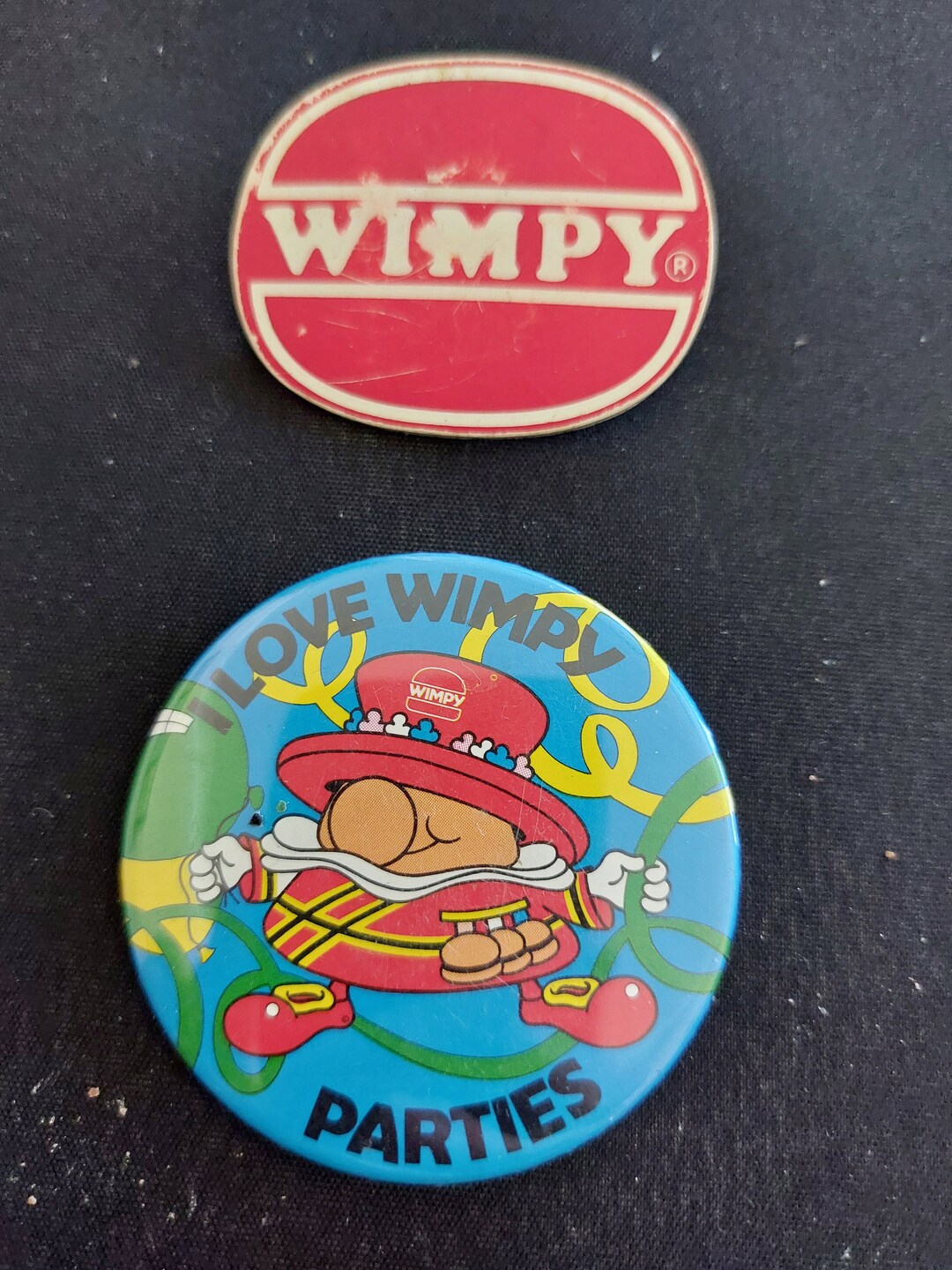 Wimpy,i Love Wimpy Parties, Vintage Button Badge Set ,children's ...
