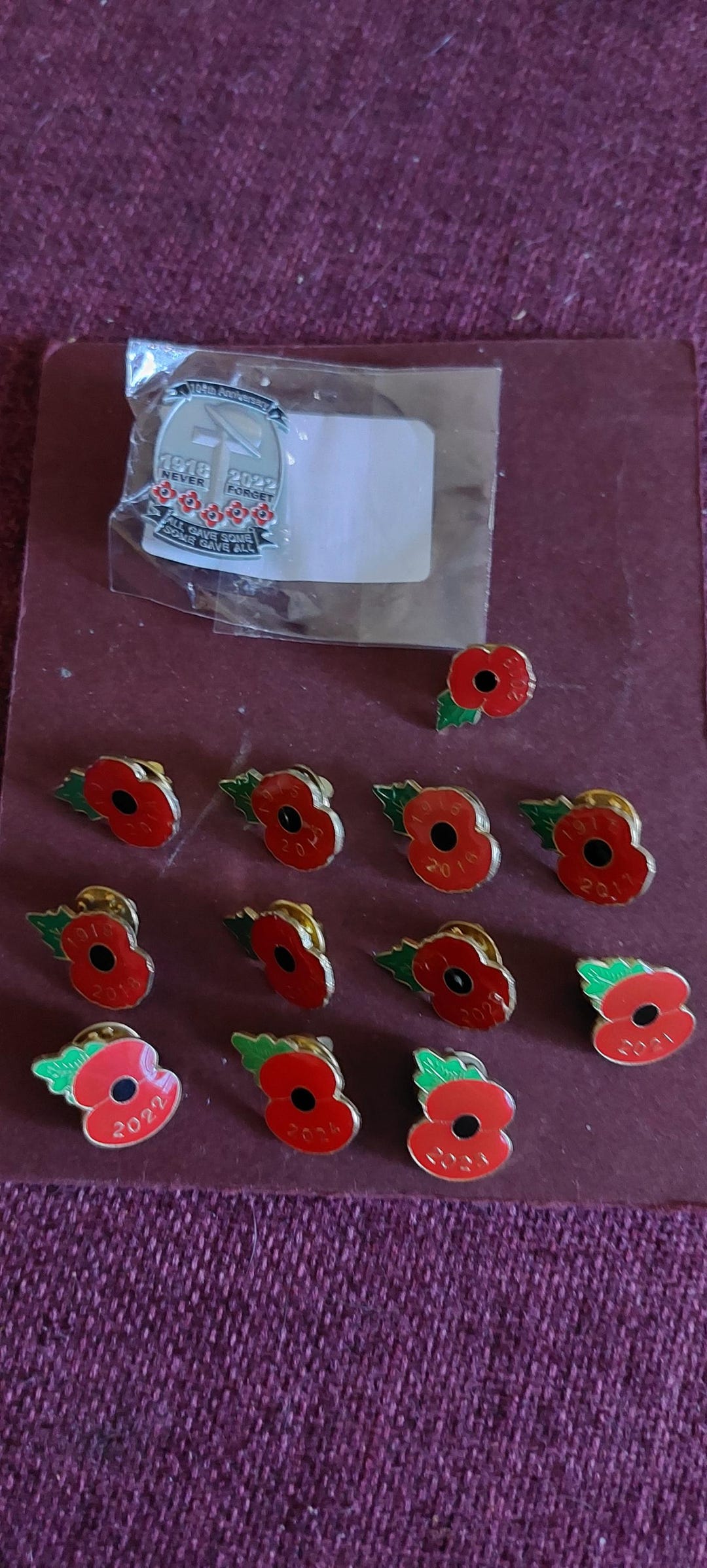 Vintage Set,royal British Legion Poppy Badges 2013-2024 ,D Day ...