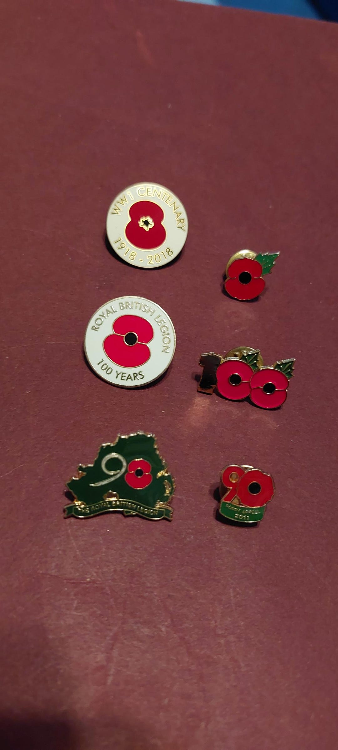 Royal British Legion 90 Year and 100 Year Pins,ww1 Centenary Pin Badge ...