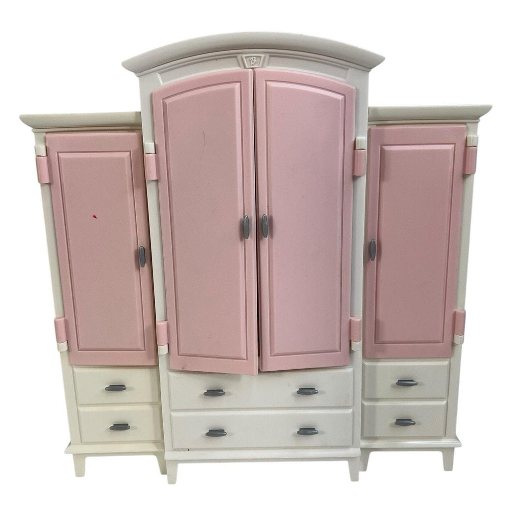 Vtg 2000s Rare HTF 3 Piece Barbie Dollhouse Furniture Bedroom Armoire ...