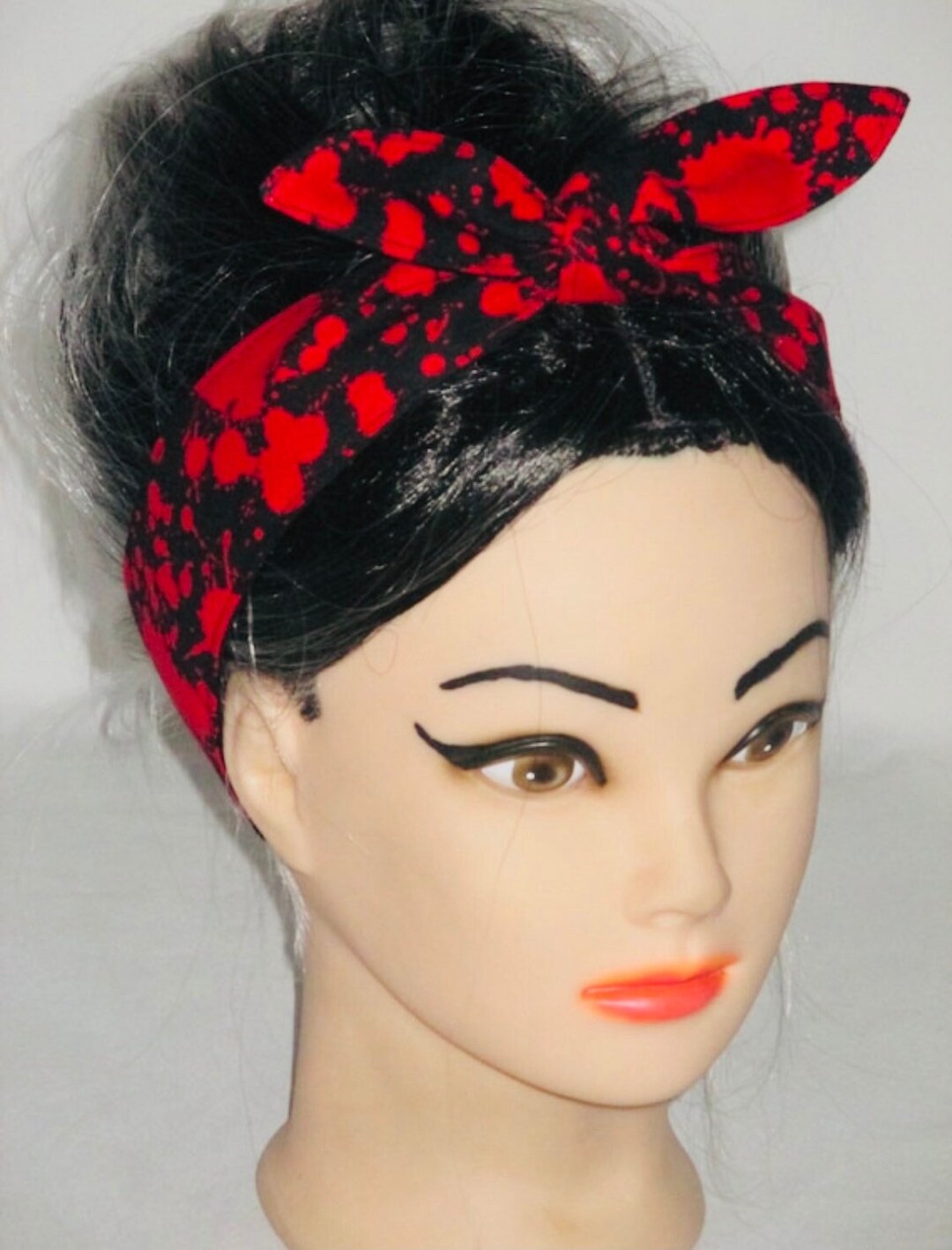 Blood Splatter Zombie Pin up Head Scarf Headband Pinup Vintage Retro ...