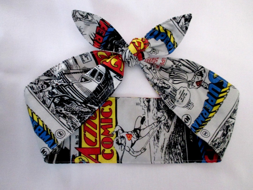Superhero Headband SUPERMAN COMICS Head Wrap Scarf Headscarf Knotted ...