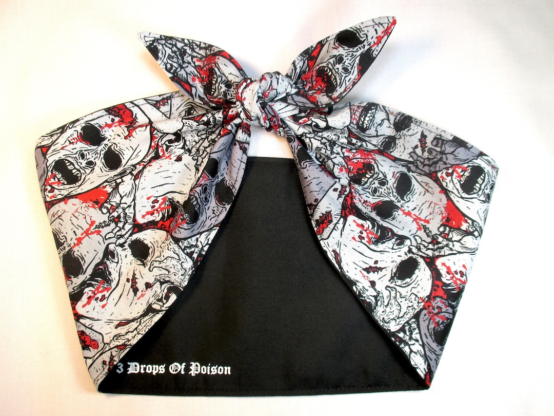Blood Splatter Stains Zombies Goth Head Scarf Headband Psychobilly ...